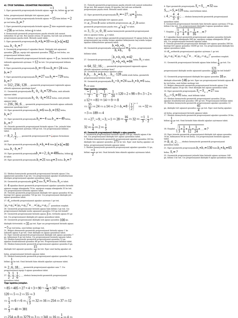 42-Geometrik Progressiya | PDF