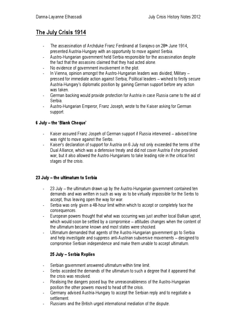 The July Crisis 1914 | PDF | Austria Hungary | International Security