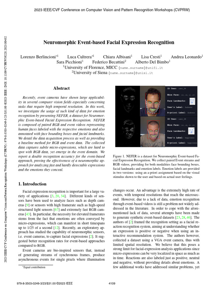 008 2023 CVPRW Neuromorphic Event-Based Facial | PDF | Emotions