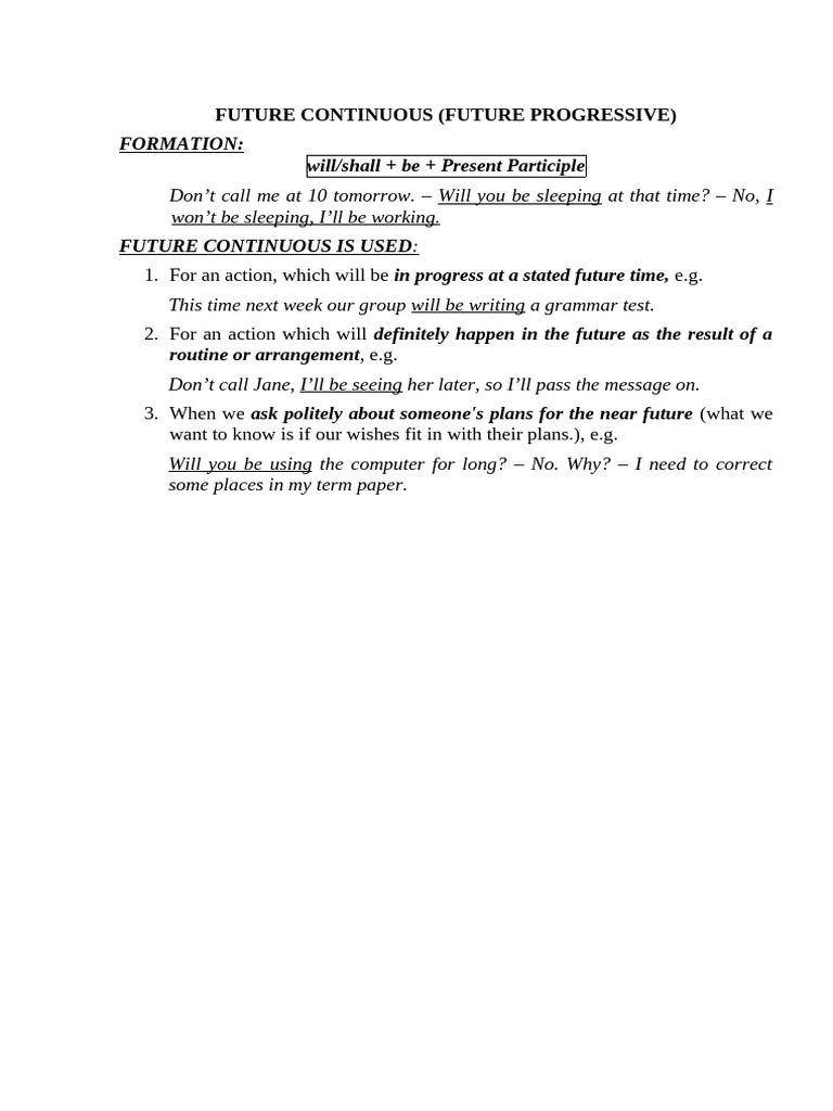 Future Continuous | PDF