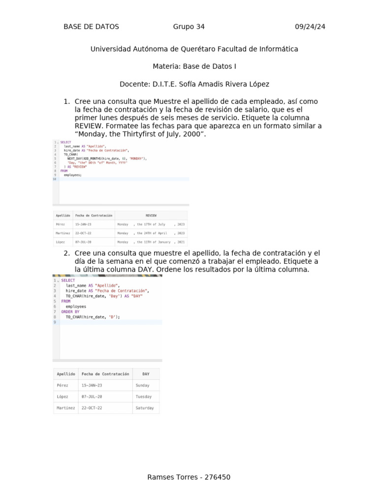 Avance Ejercicio SQL 4 | PDF