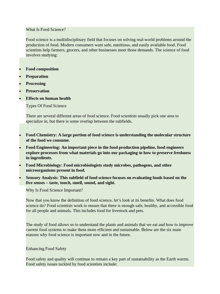 What Is Food Science | PDF | Food Science | Foods