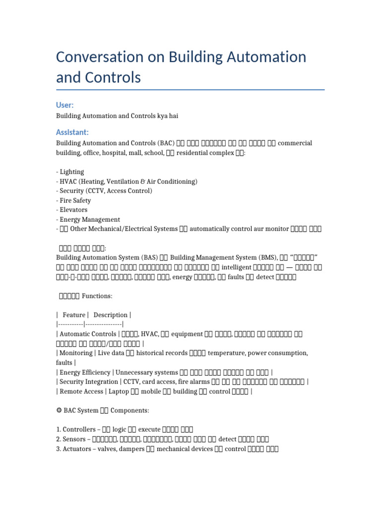 Building Automation and Controls Conversation | PDF