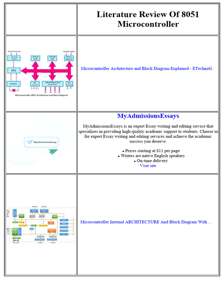 Literature Review of 8051 Microcontroller | PDF | Microcontroller | Central Processing Unit