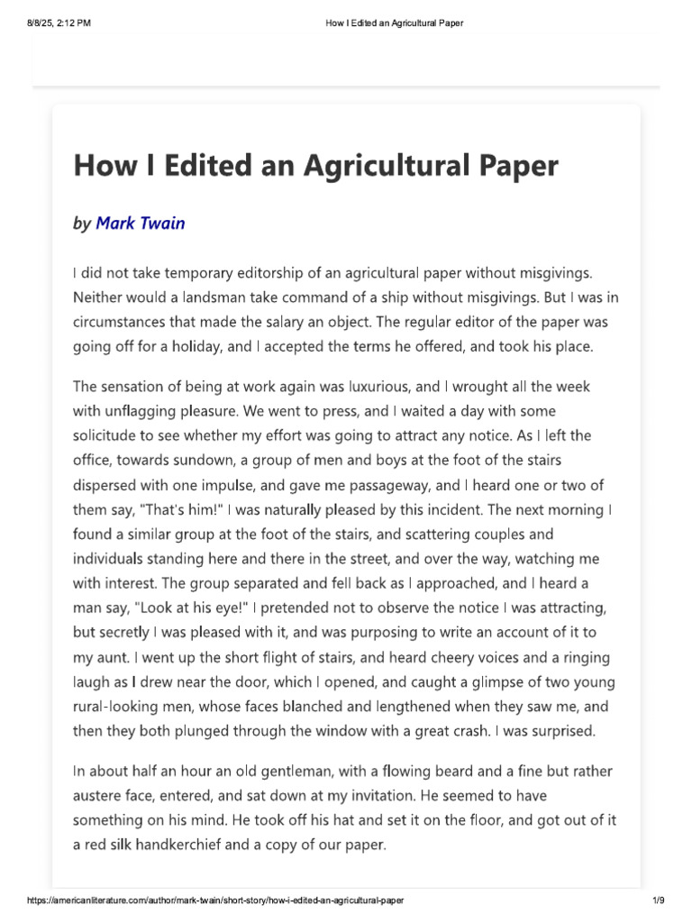 How I Edited An Agricultural Paper | PDF