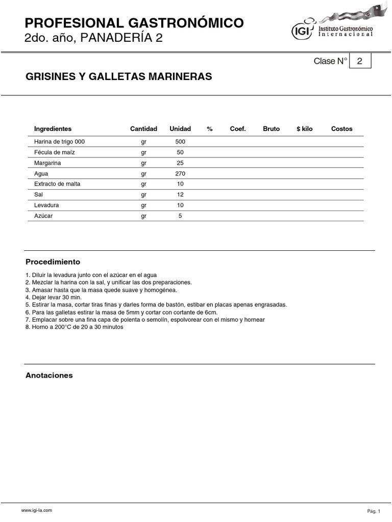 Prof-gastronomico 2_panaderia 2_clase 02 | PDF | Panes | Cocina occidental