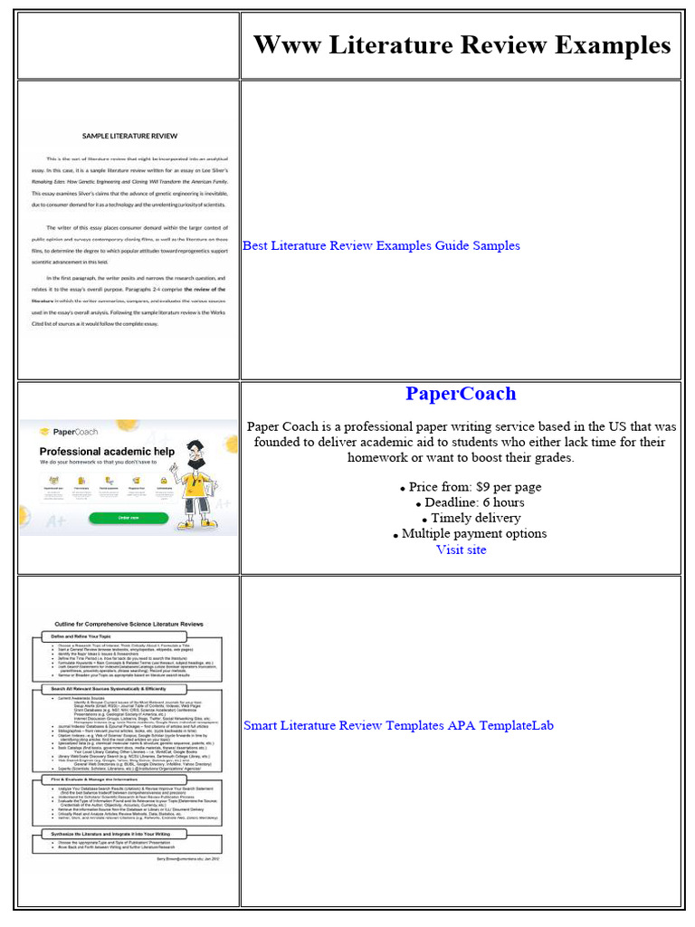 WWW Literature Review Examples | PDF | Essays | Thesis
