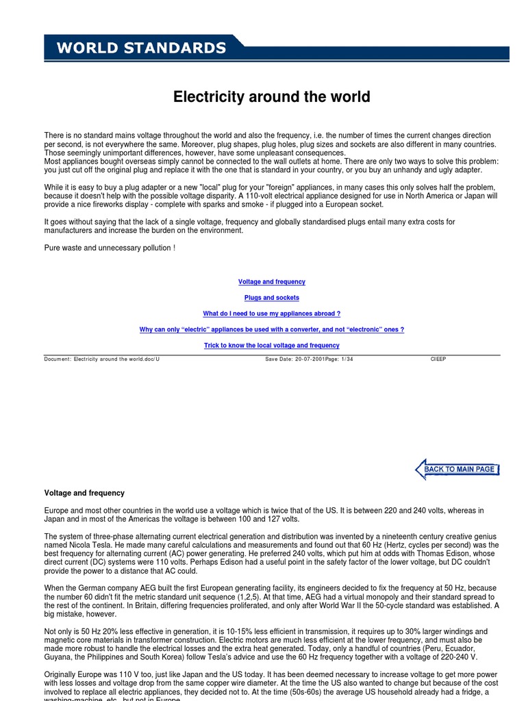 Electricity Around The World | PDF