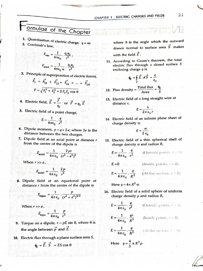 STD XII Physics Formulae | PDF