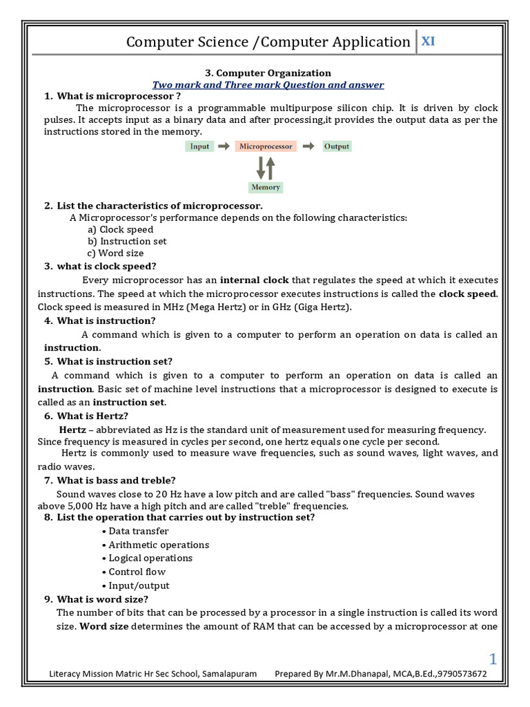 Namma Kalvi 11th Computer Science Chapter 3 Study Material em | PDF | Read Only Memory ...