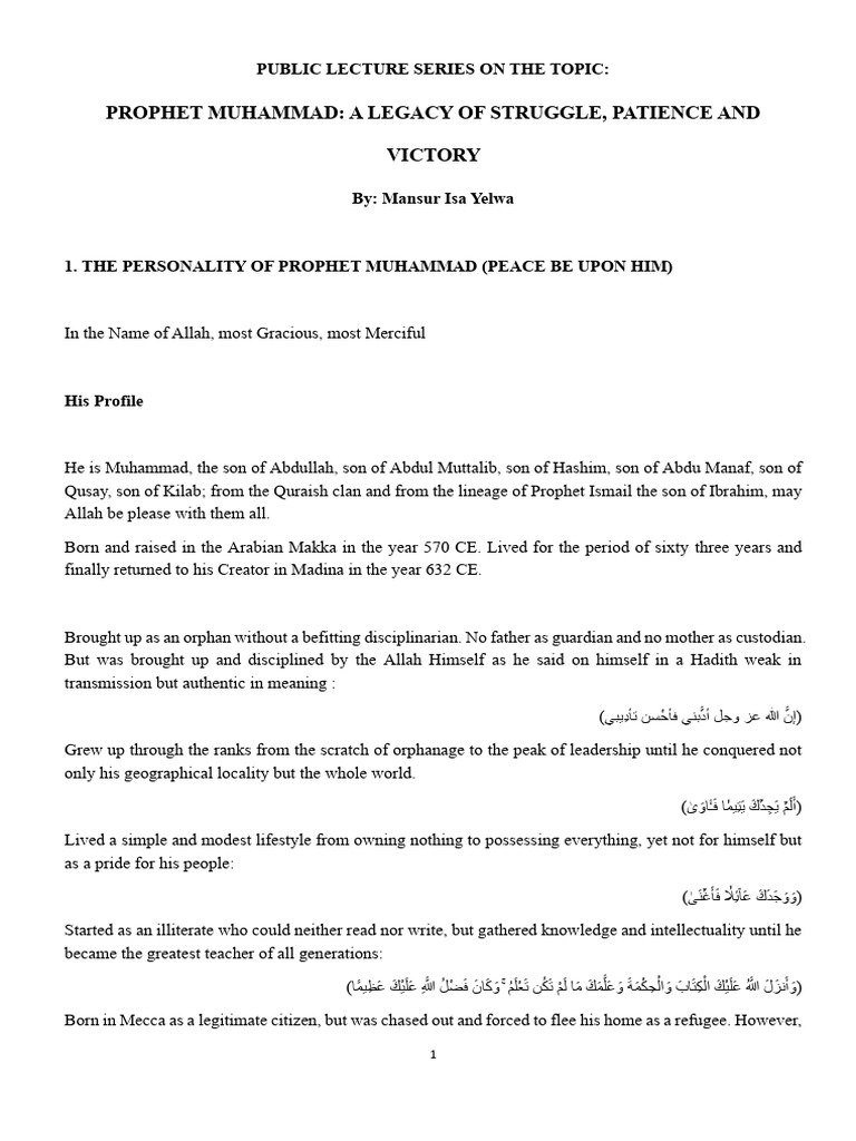Legacy of Prophet Muhammad's Life | PDF | Muhammad | Prophets And ...