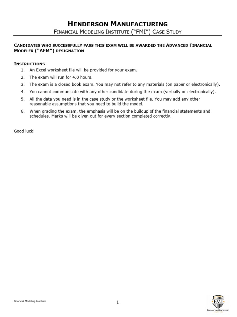 AFM Exam Case Study - Henderson | PDF | Depreciation | Inflation