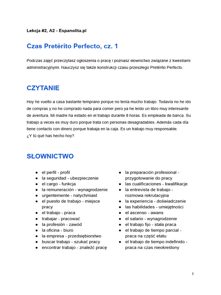 Aprender Pretérito Perfecto en Español | PDF