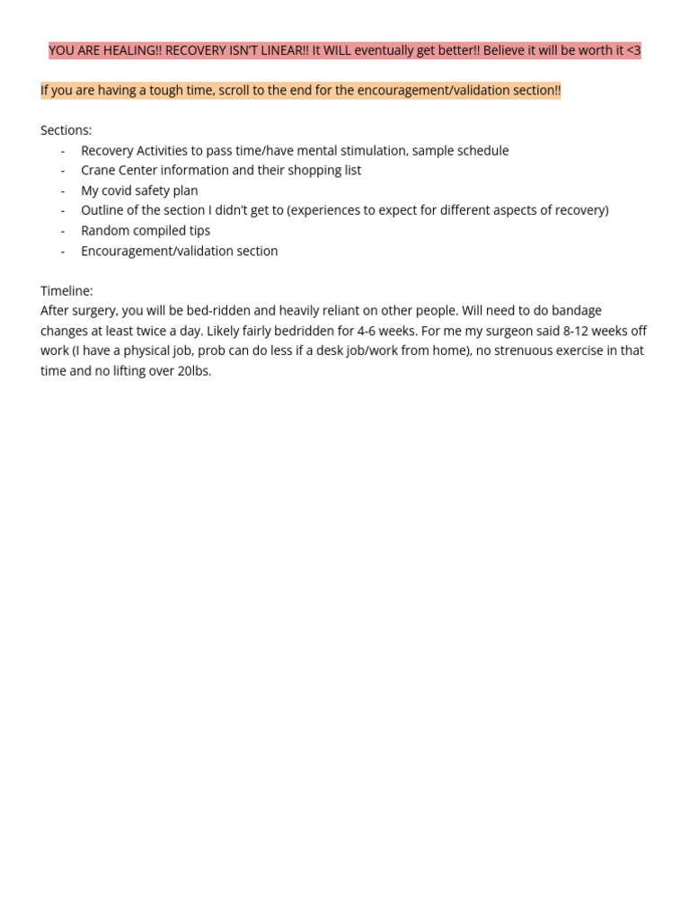 Post-Op Recovery Guide for ALT Phalloplasty | PDF