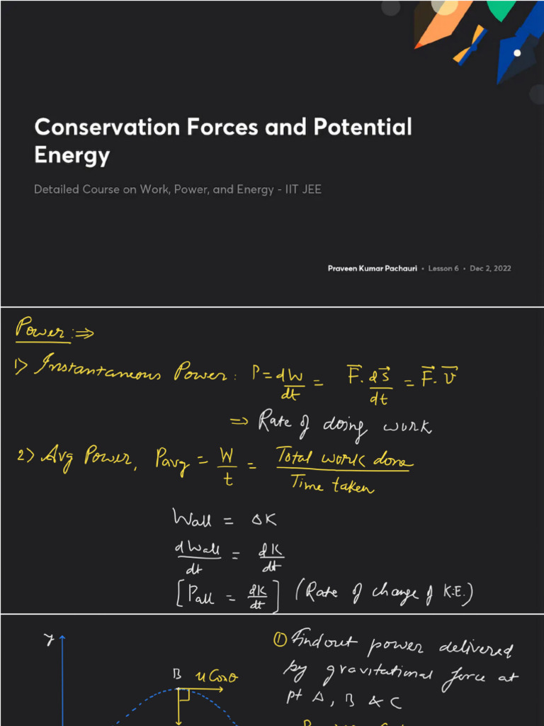 Conservation Forces and Potential Energy With Anno | PDF