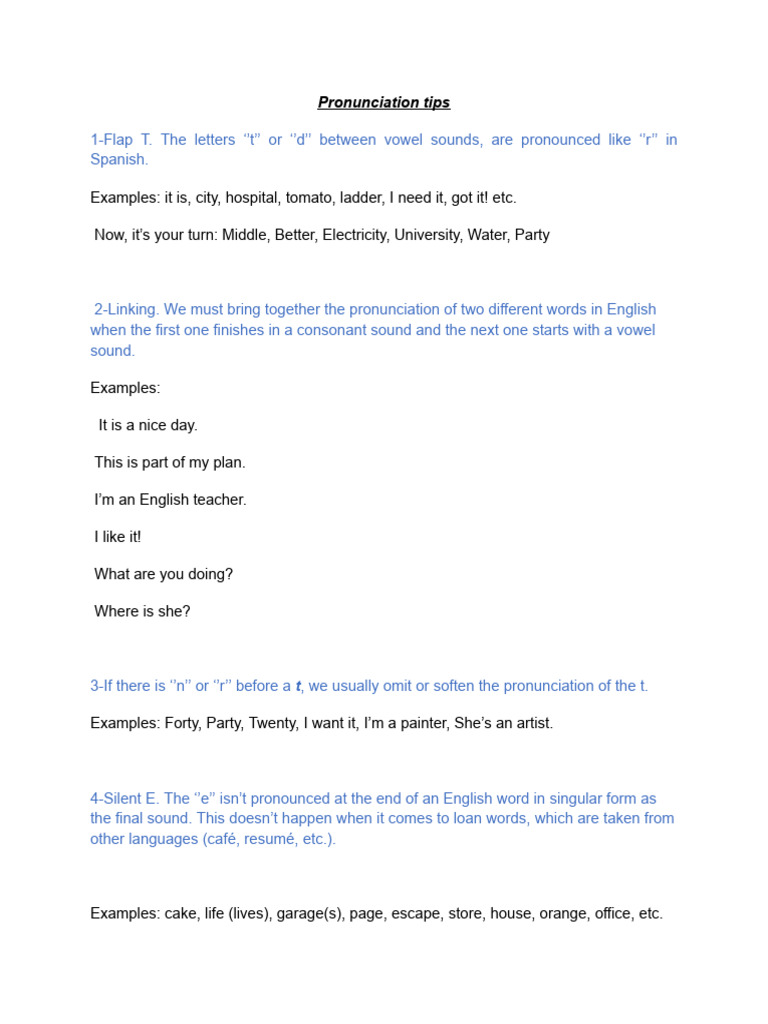 Pronunciation Tips | PDF