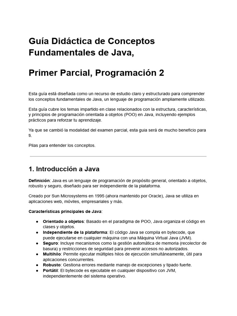Guia de Estudio Parcial 1 Programacion 2 | PDF | máquina virtual de ...