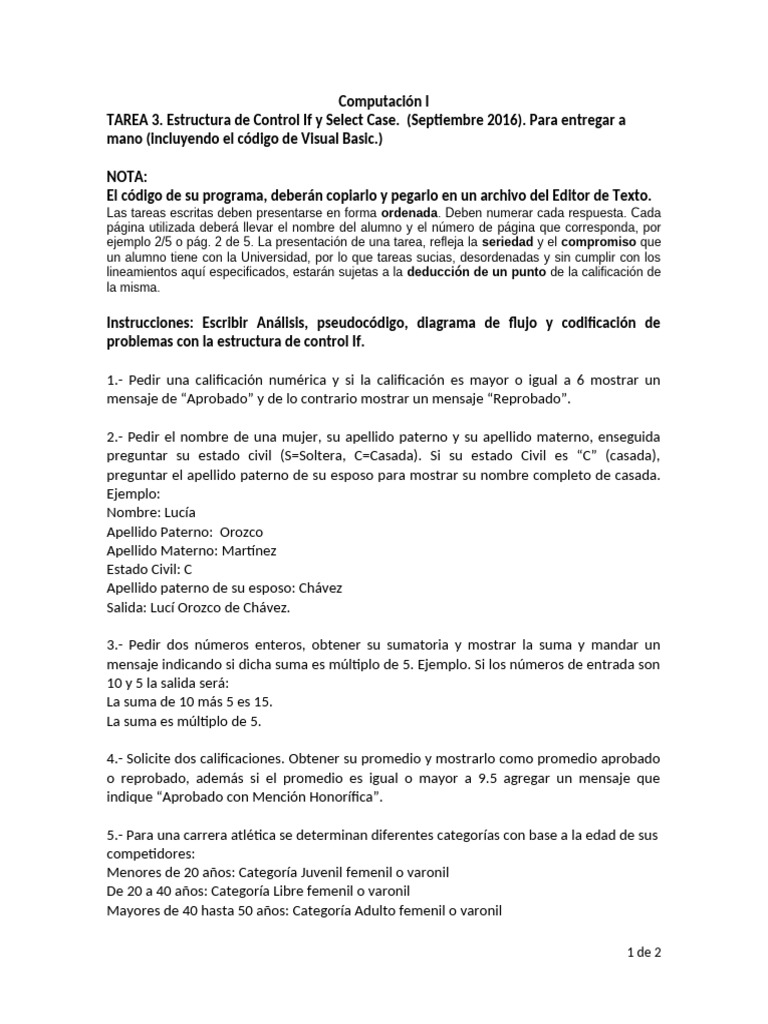 Estructura de Control en Visual Basic | PDF | Ingeniería de software ...