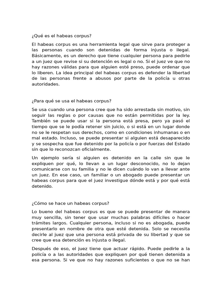 Qué es el habeas corpus y su importancia | PDF | Habeas corpus | Justicia