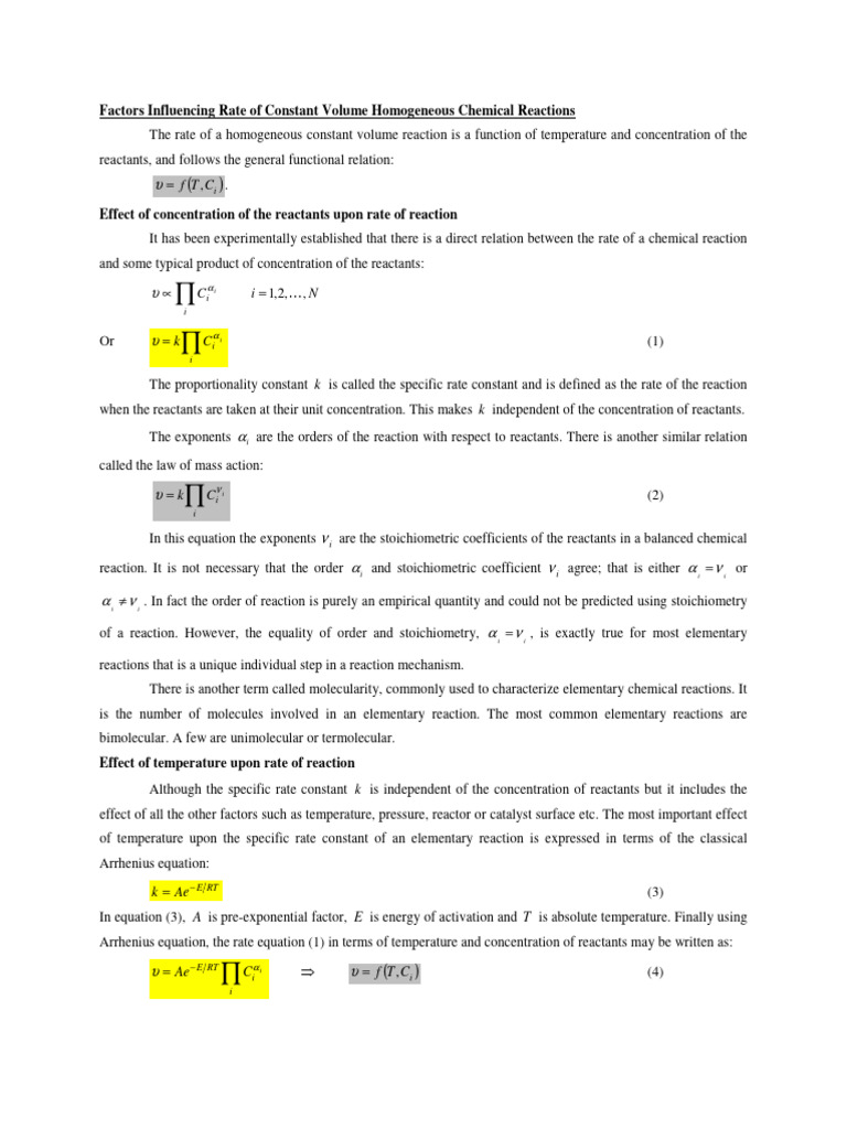 Factors Affecting Chemical Reaction Rates | PDF | Reaction Rate ...