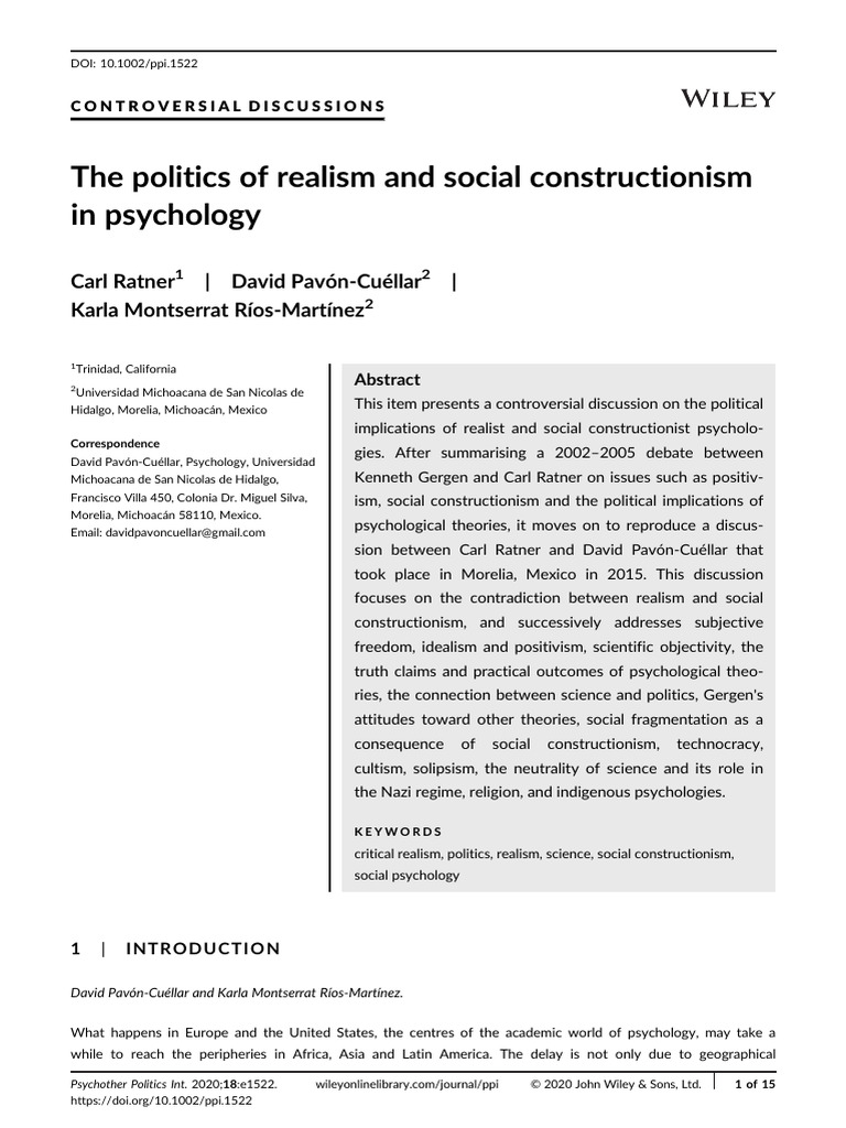 The Politics of Realism and Social Constructionism Semana 5 | PDF ...
