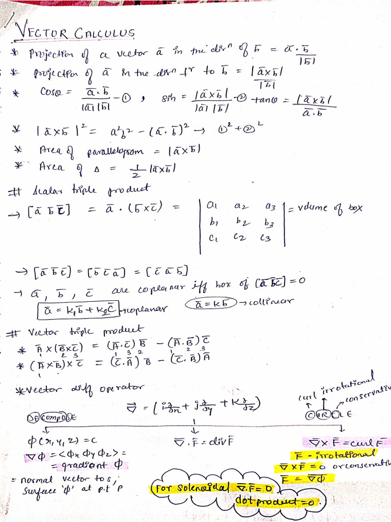 Vector Calculus Short Notes | PDF