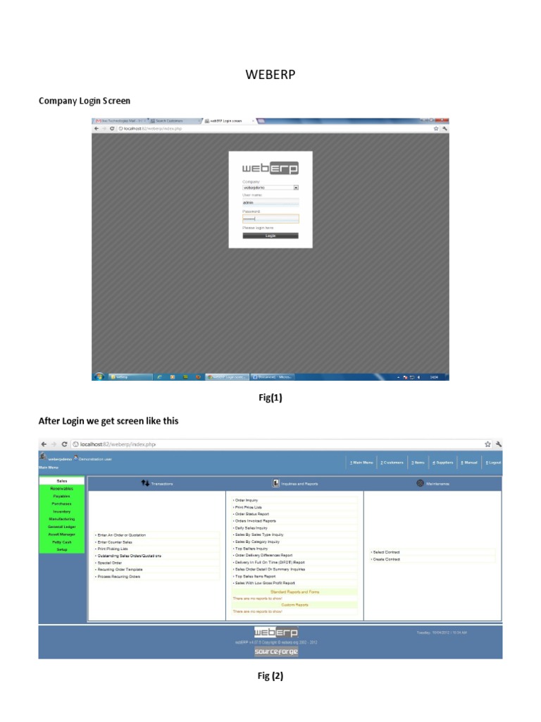 Weberp: Company Login Screen | Download Free PDF | Menu | Computing