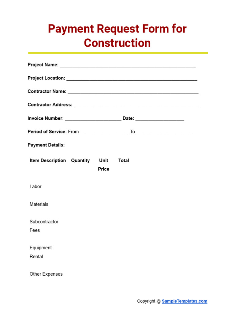 Construction Payment Request Form | PDF
