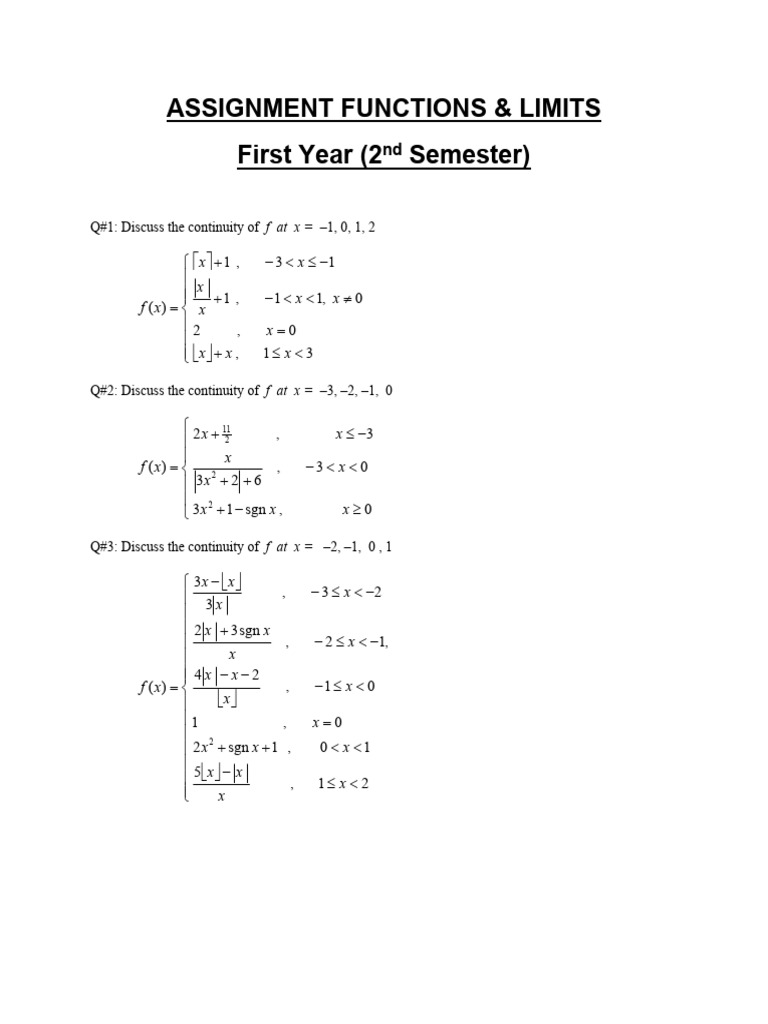 Assignment Functions & Limits | PDF