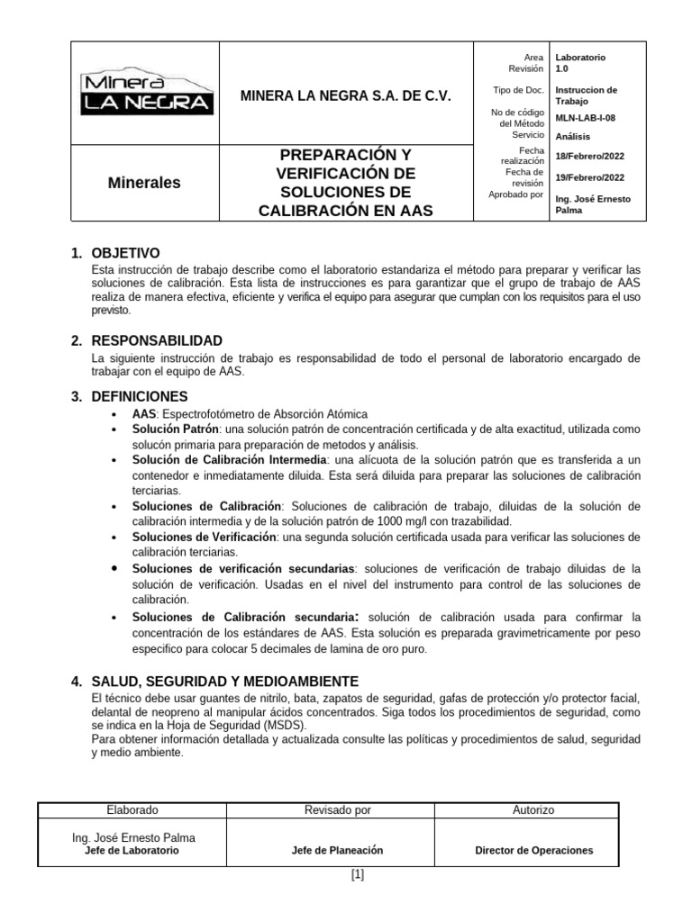 MLN-LAB-I-08 Preparacion y Verificacion de Soluciones de Calibracion ...