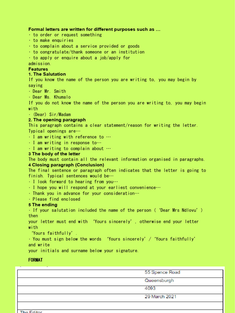 Guide to Writing Formal Letters | PDF