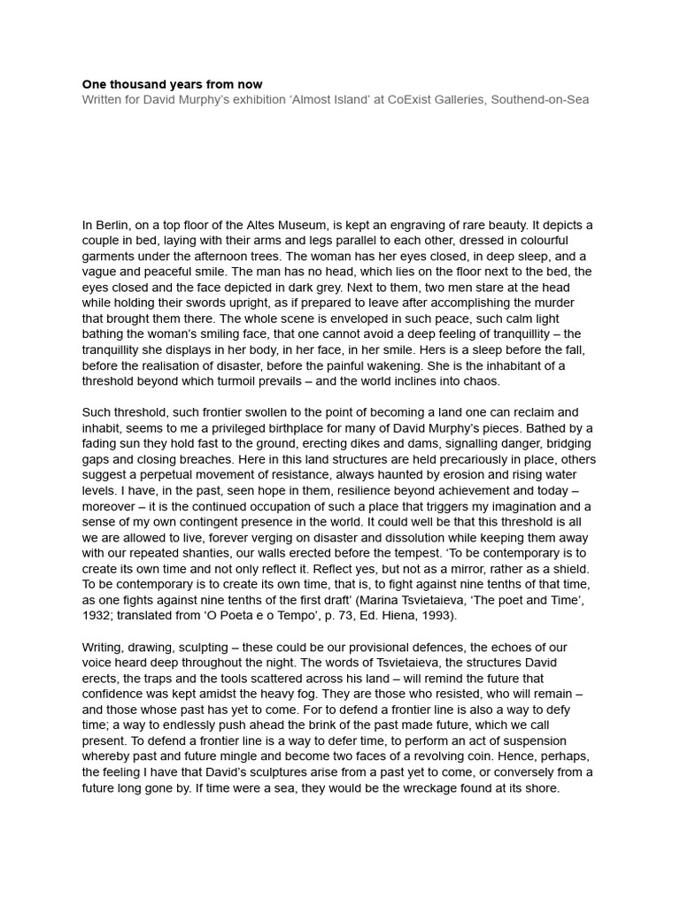 One 1000 Years From Now - Essay by Pedro Faria | PDF