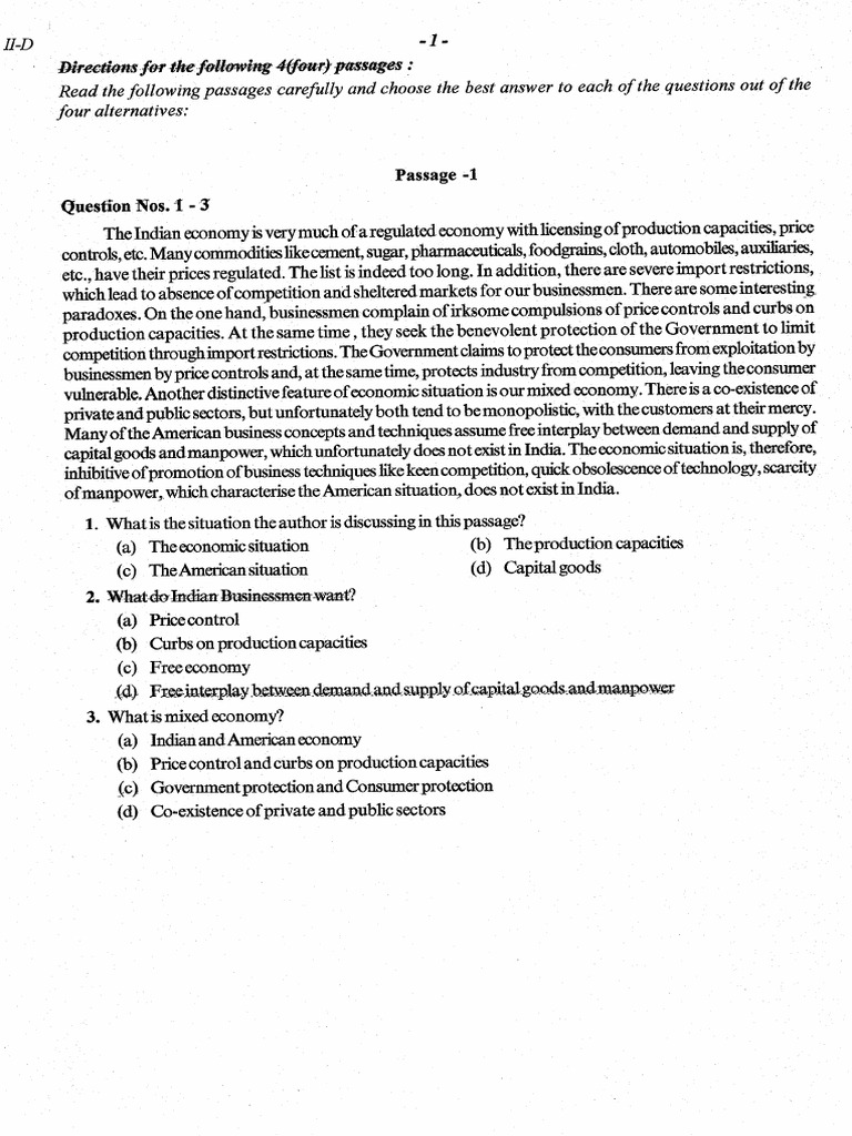 Mcs Combined 2016 Preliminary Exam Paper II Series D | PDF
