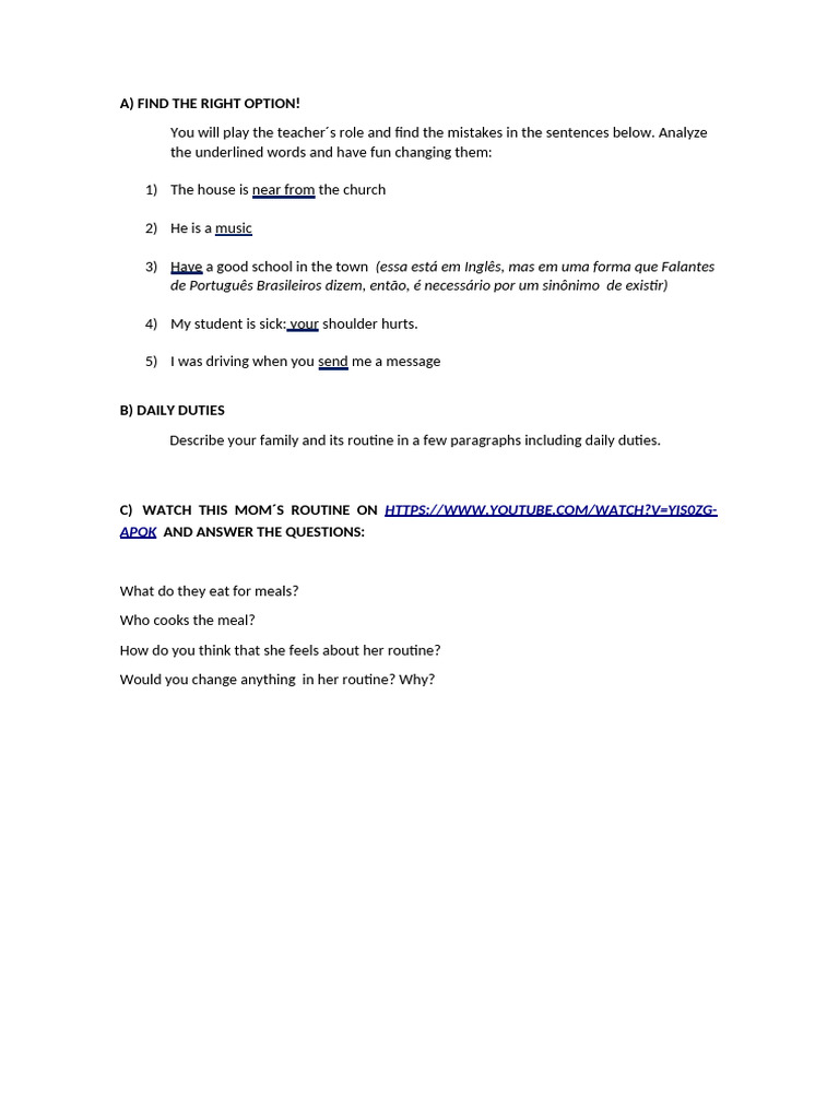 HOMEWORK - Simple Present Writing | PDF