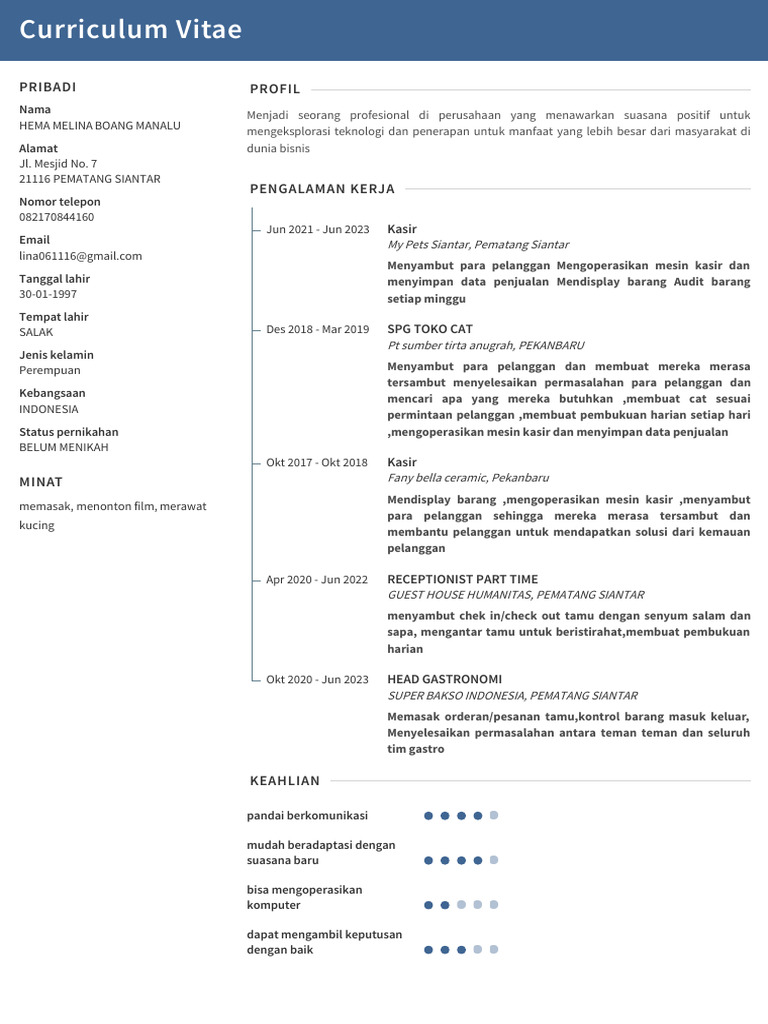CV Hema Melina | PDF