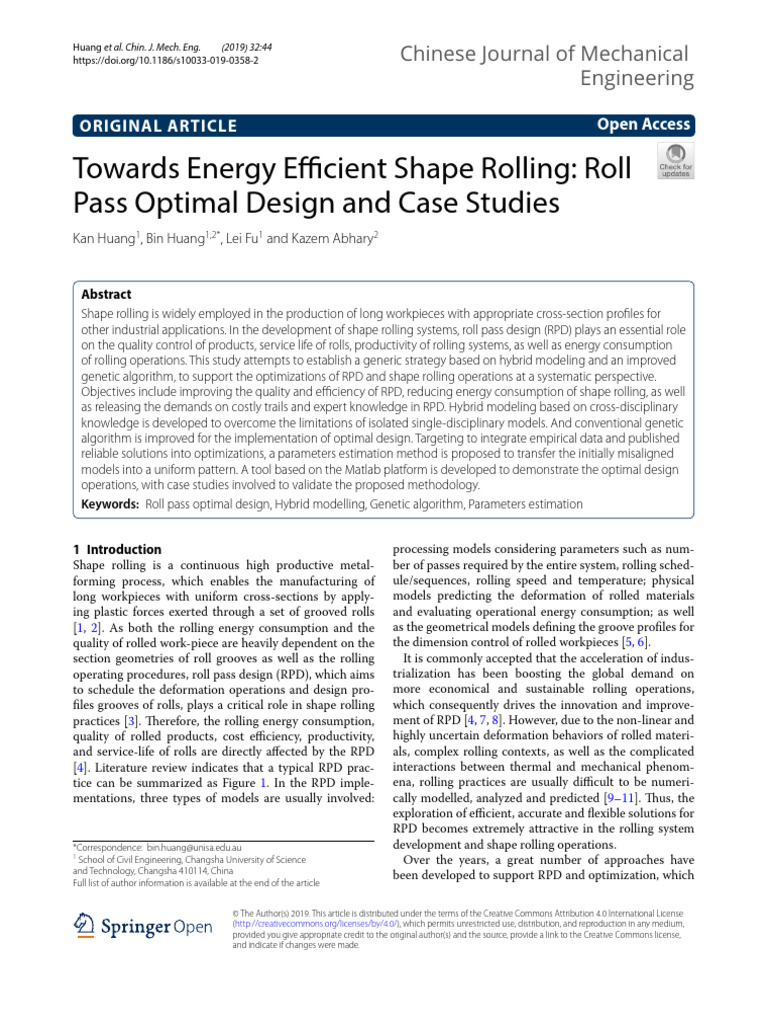 Towards Energy Efficient Shape Rolling: Roll Pass Optimal Design and ...