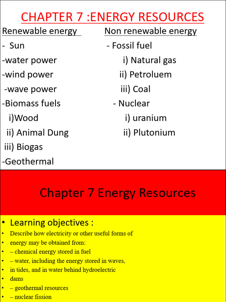Chapter 7 - Energy Resources | PDF | Nuclear Fusion | Fuels