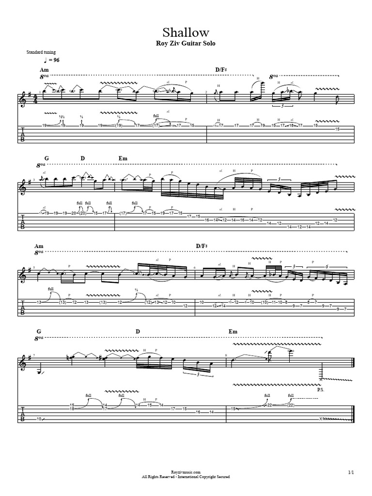 Shallow - Roy Ziv Solo | PDF | Guitar Family Instruments | Irish ...