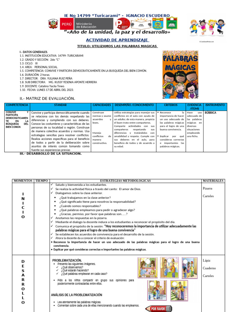 SESION PALABRAS MAGICAS LUNES Catalino | PDF | Conceptos psicologicos | Espiritualidad