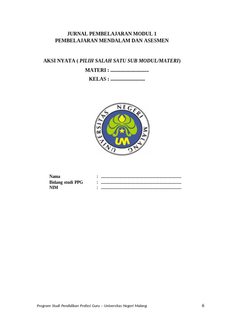 Contoh Cover Jurnal PPG 2025 | PDF
