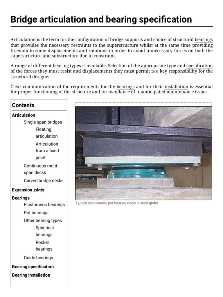 Bridge Articulation and Bearing Specification | PDF | Bearing ...