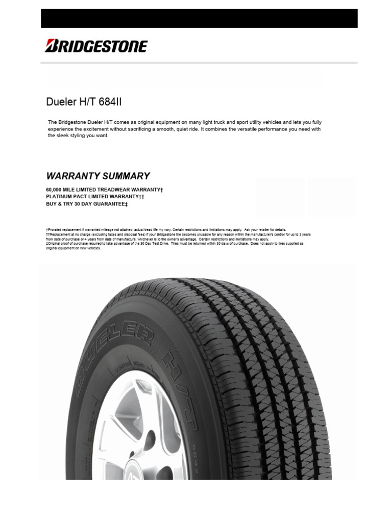 Bridgestone Dueler 684ii | PDF | Tire | Transport