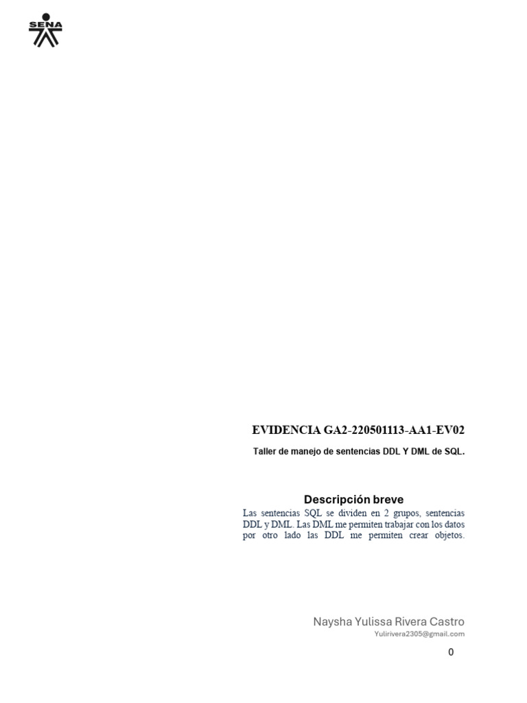 Evidencia #2 | PDF | SQL | Bases de datos
