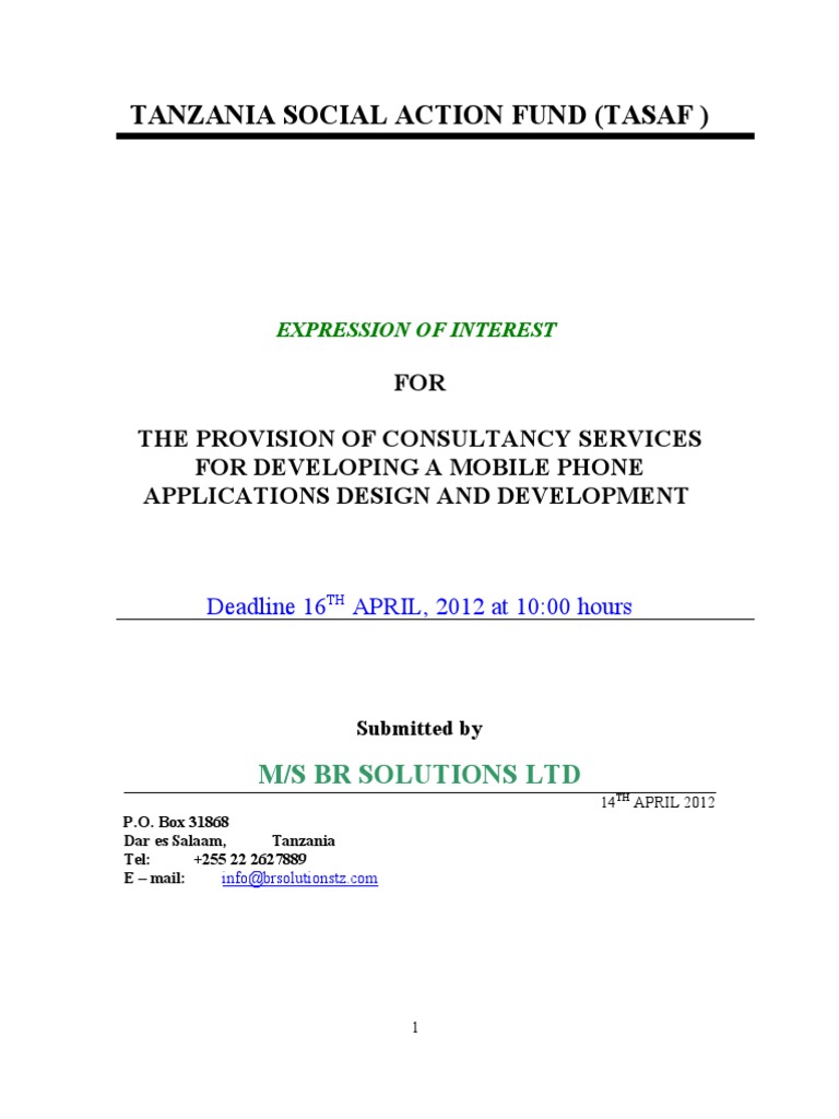 TASAF Mobile App Consultancy Proposal | PDF | Human Resource Management ...