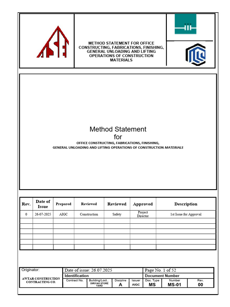 KSKD Project Method Statement Overview | PDF | Crane (Machine) | Roof