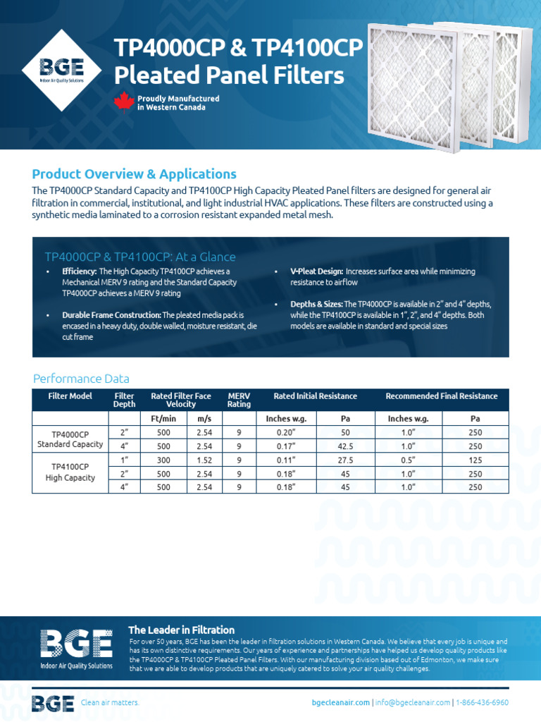 MERV 9 Pleated Panel Filters Overview | PDF | Filtration | Building ...