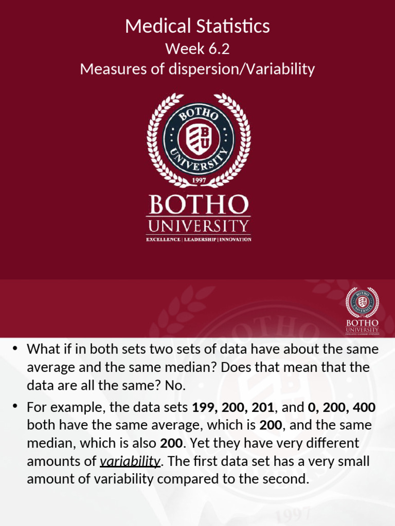 Measures of Dispersion or Variability | PDF | Variance | Standard Deviation