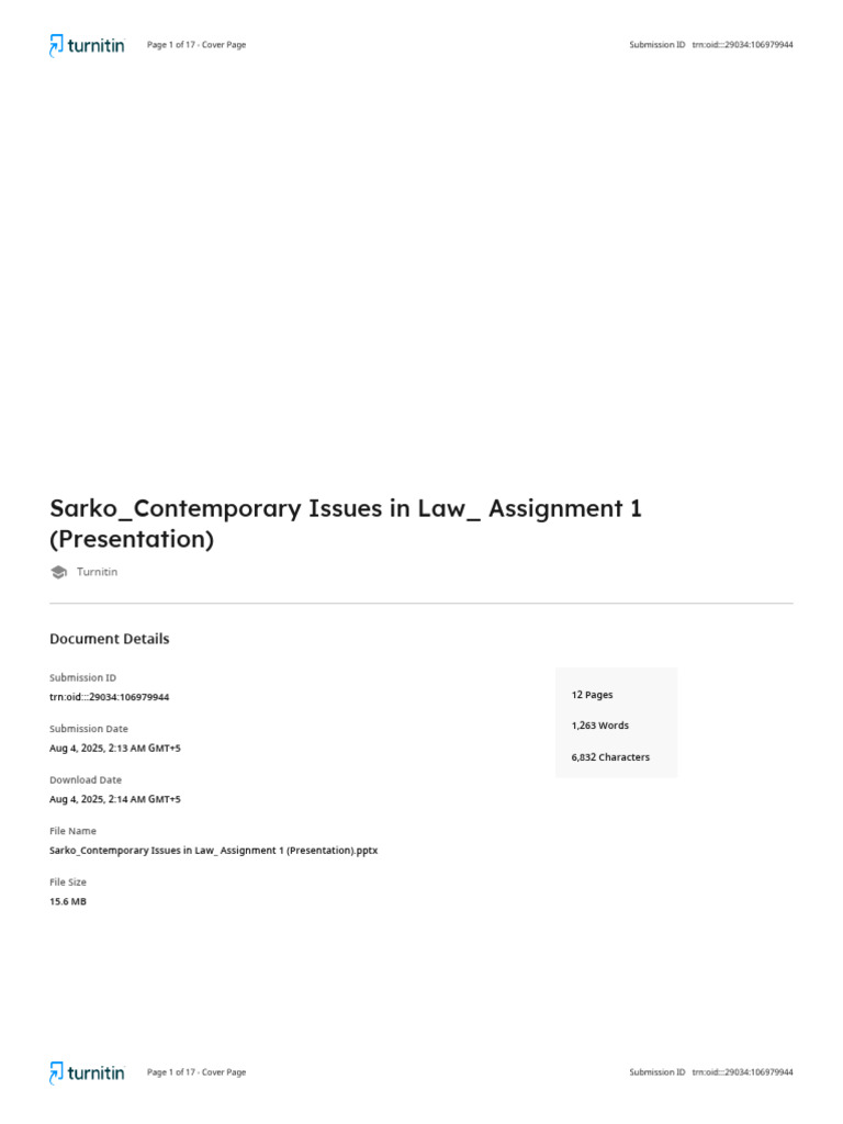 Similarity - Sarko - Contemporary Issues in Law - Assignment 1 ...