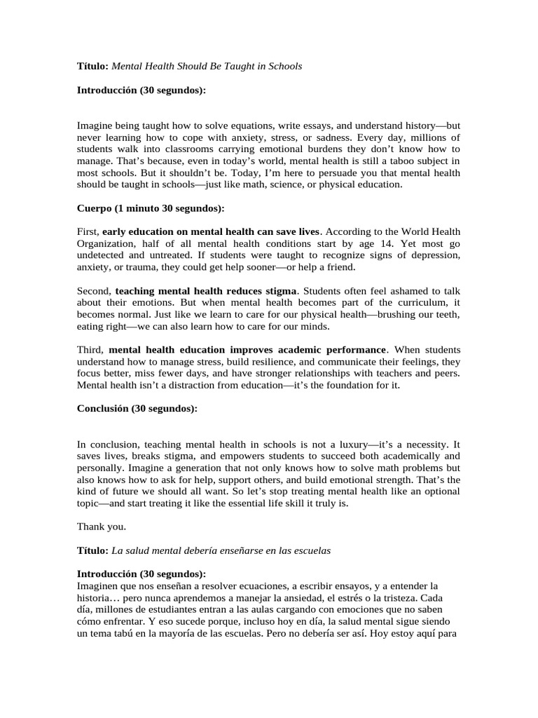 Oral Presentation Esteban Mackay English | PDF | Mente | Conceptos ...