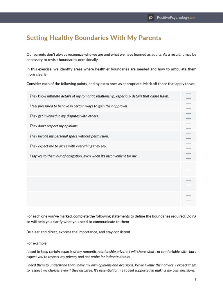 Setting Healthy Boundaries With My Parents | PDF